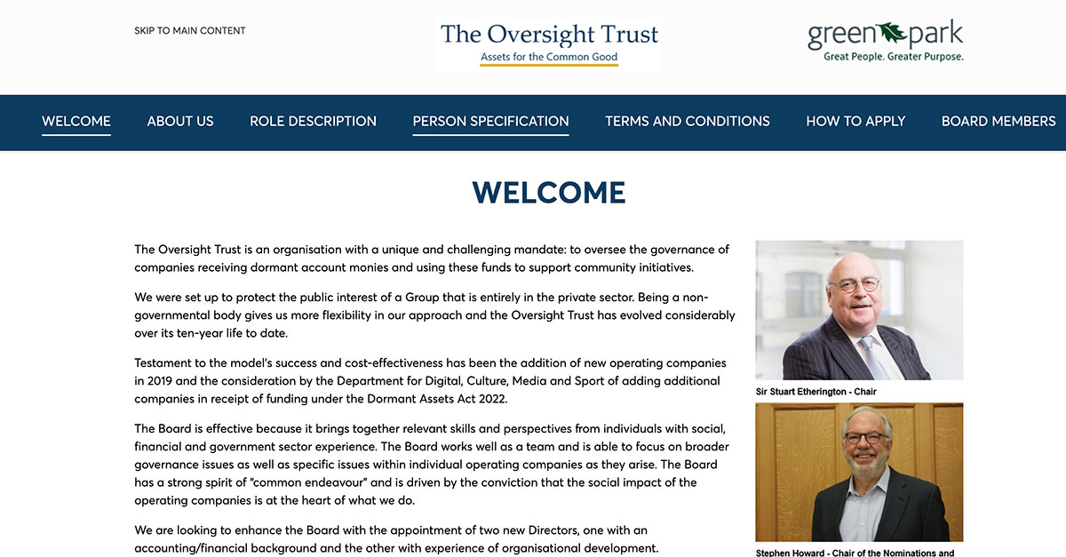 The Oversight Trust Role Description